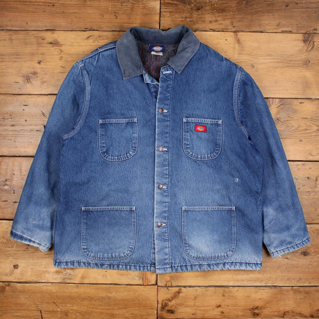 Vintage Dickies Workwear Jacket 2XL 90s Denim Chore Coat Blanket Lined ...