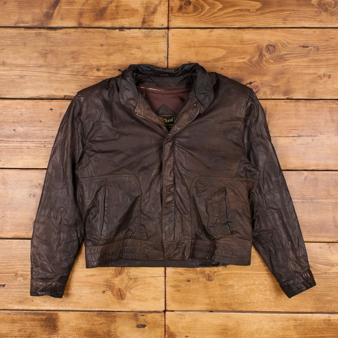 Vintage Reed Leather Jacket M 90s Moto Style Biker Brown - Etsy