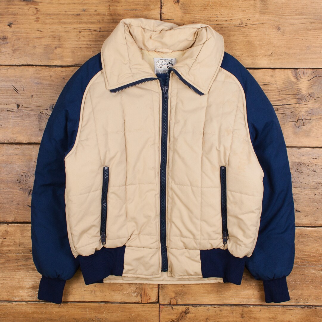 Vintage Polar Bear Padded Jacket L 80s Raglan Beige - Etsy