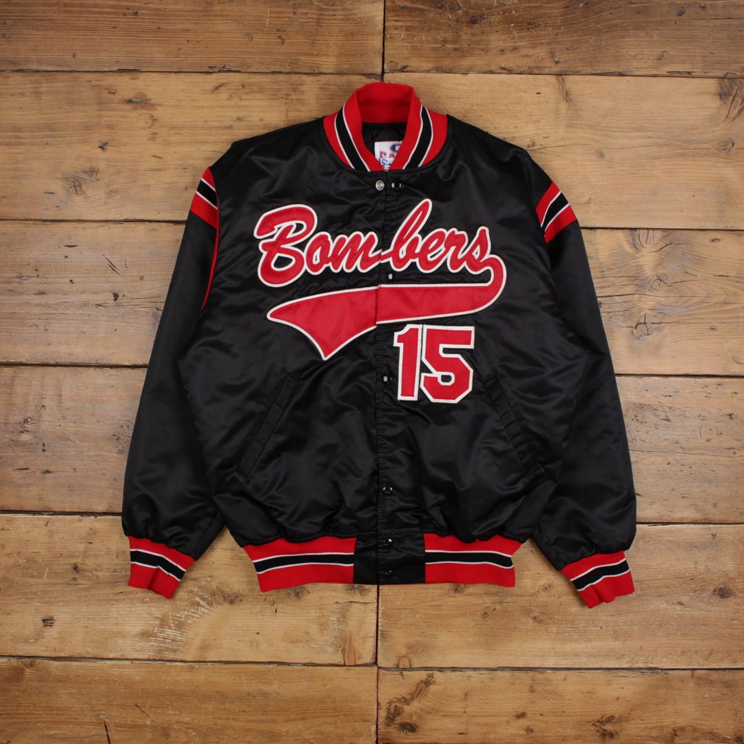 Vintage GAME Varsity Jacket L 90s Bomber Satin Sports USA Made Satin ...