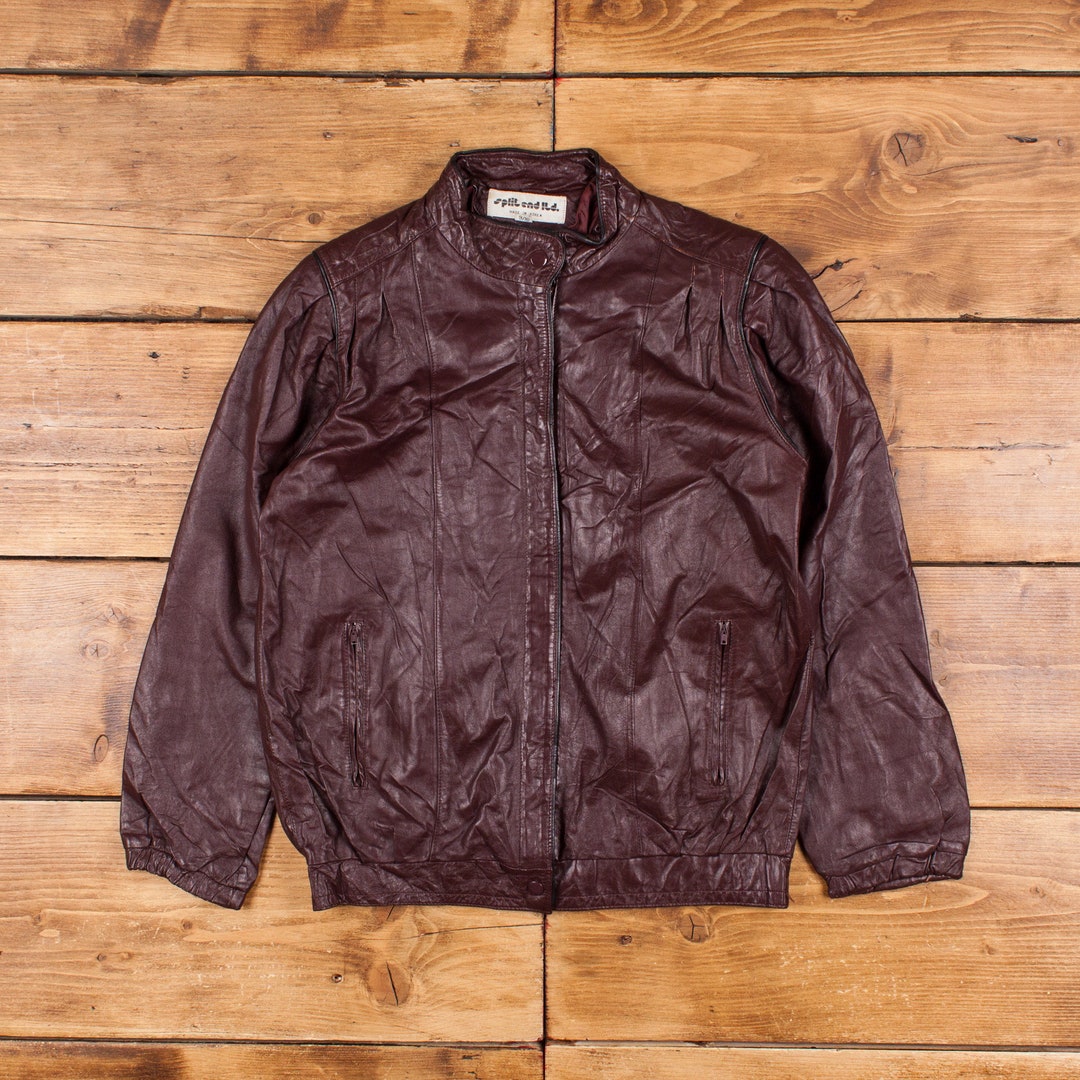 Vintage Split End Ltd. Leather Jacket M Rider Biker Brown Womens Zip ...