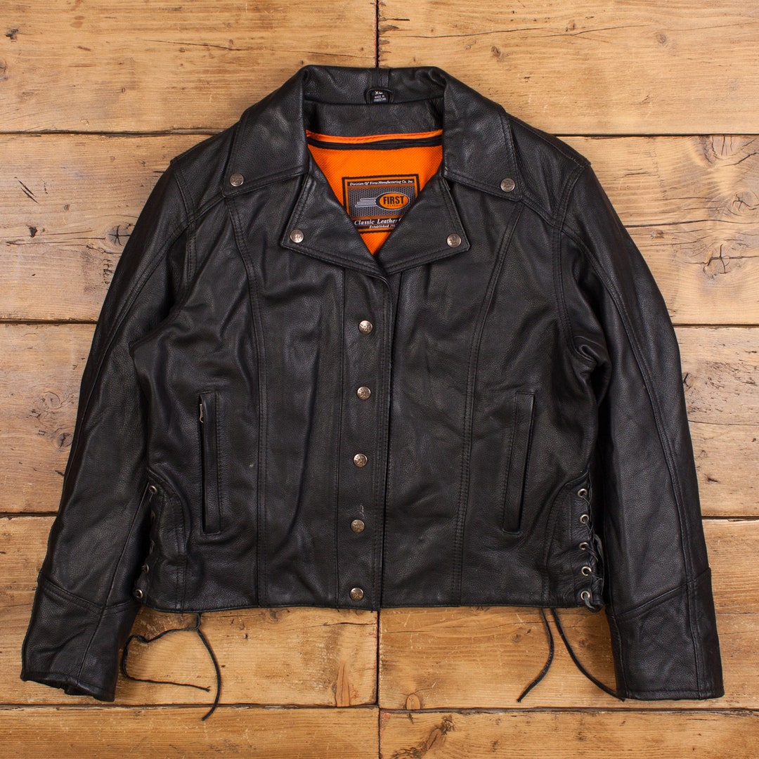 Vintage First Classics Leather Jacket XL Biker Removable Liner Black Womens - Etsy