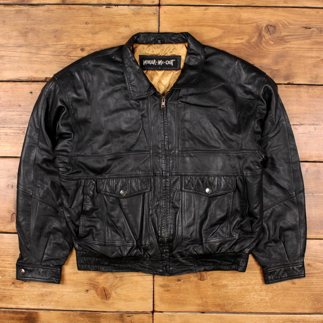 Vintage U2 Wear Me Out Leather Jacket L Bomber Black - Etsy