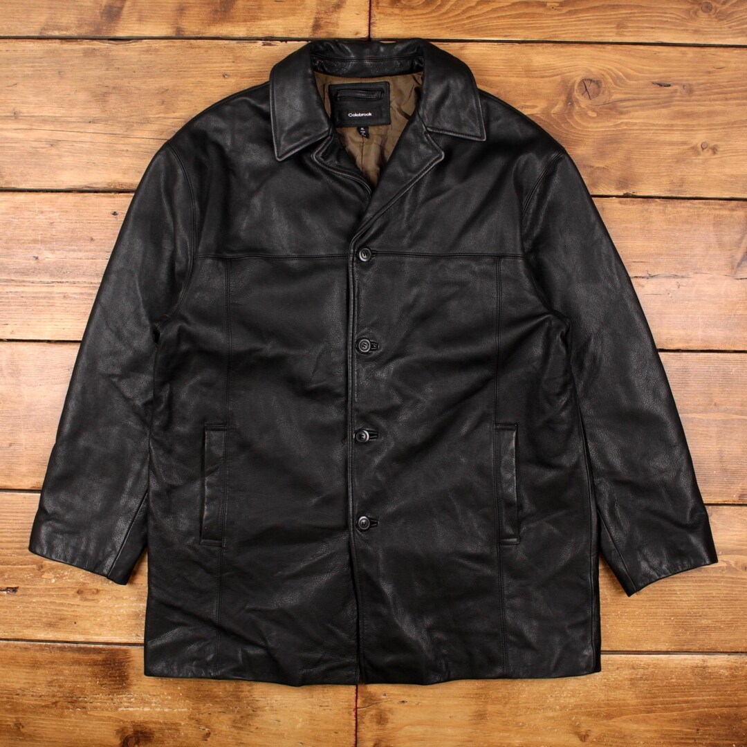 Vintage Colebrook & Co Leather Jacket XL Blazer Car Coat Donkey Black ...