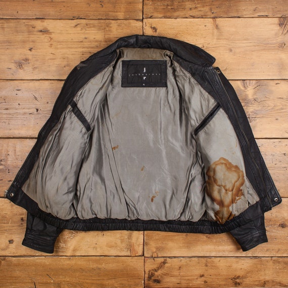 Vintage Joshua Ross Leather Jacket XL 90s Bomber Blac… - Gem