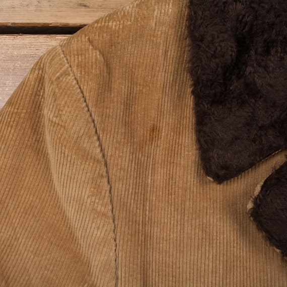 Vintage Sears Corduroy Jacket M 70s Faux Fur Lined Ra… - Gem