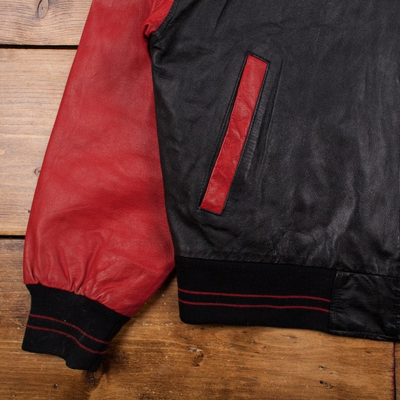 Vintage Campus Varsity Jacket M Bomber Leather Black … - Gem