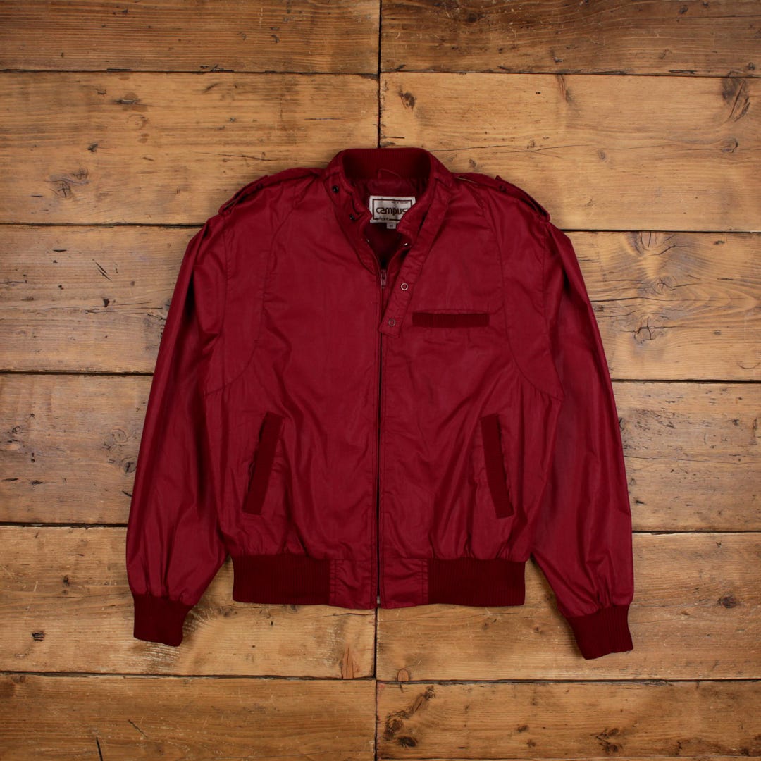 Vintage Campus Bomber Jacket M 90s Windbreaker Red - Etsy