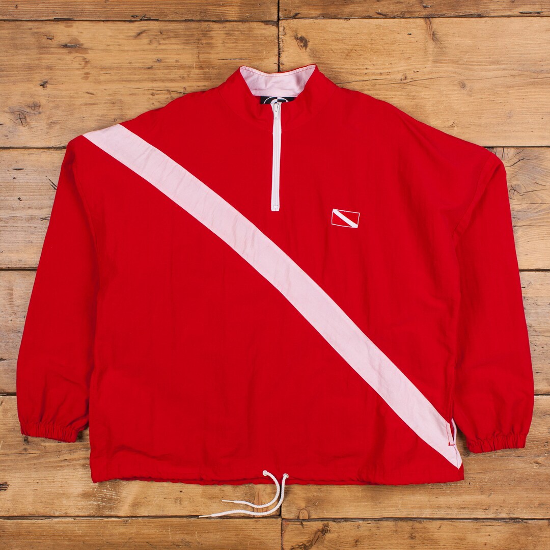 Vintage Surf Style Windbreaker Jacket L 80s Scuba Diving Flag - Etsy