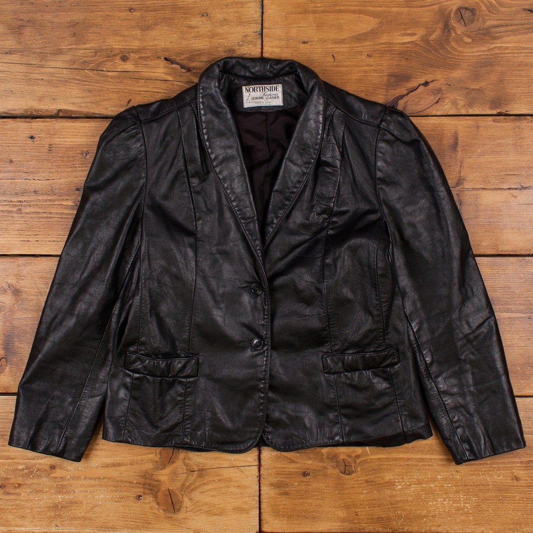 Vintage Northside Fashions Leather Jacket S 80s Cropped USA Made Black ...