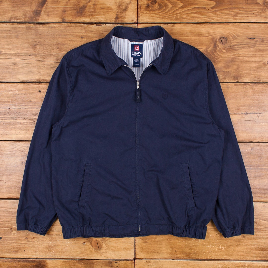 Vintage CHAPS Windbreaker Jacket XL Blue Zip - Etsy