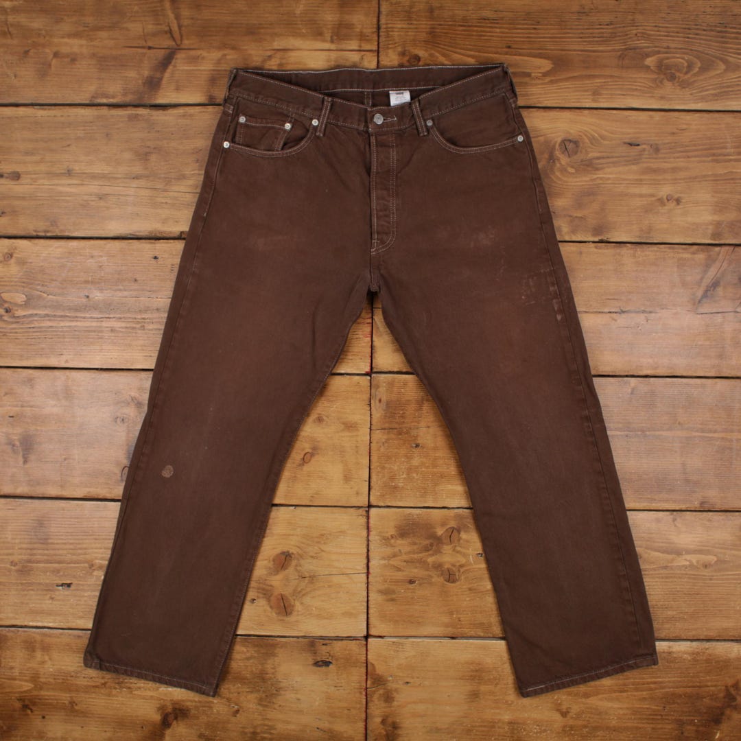 Vintage Levis 501 Jeans 38 X 30 USA Made Dark Wash Straight Brown Red ...
