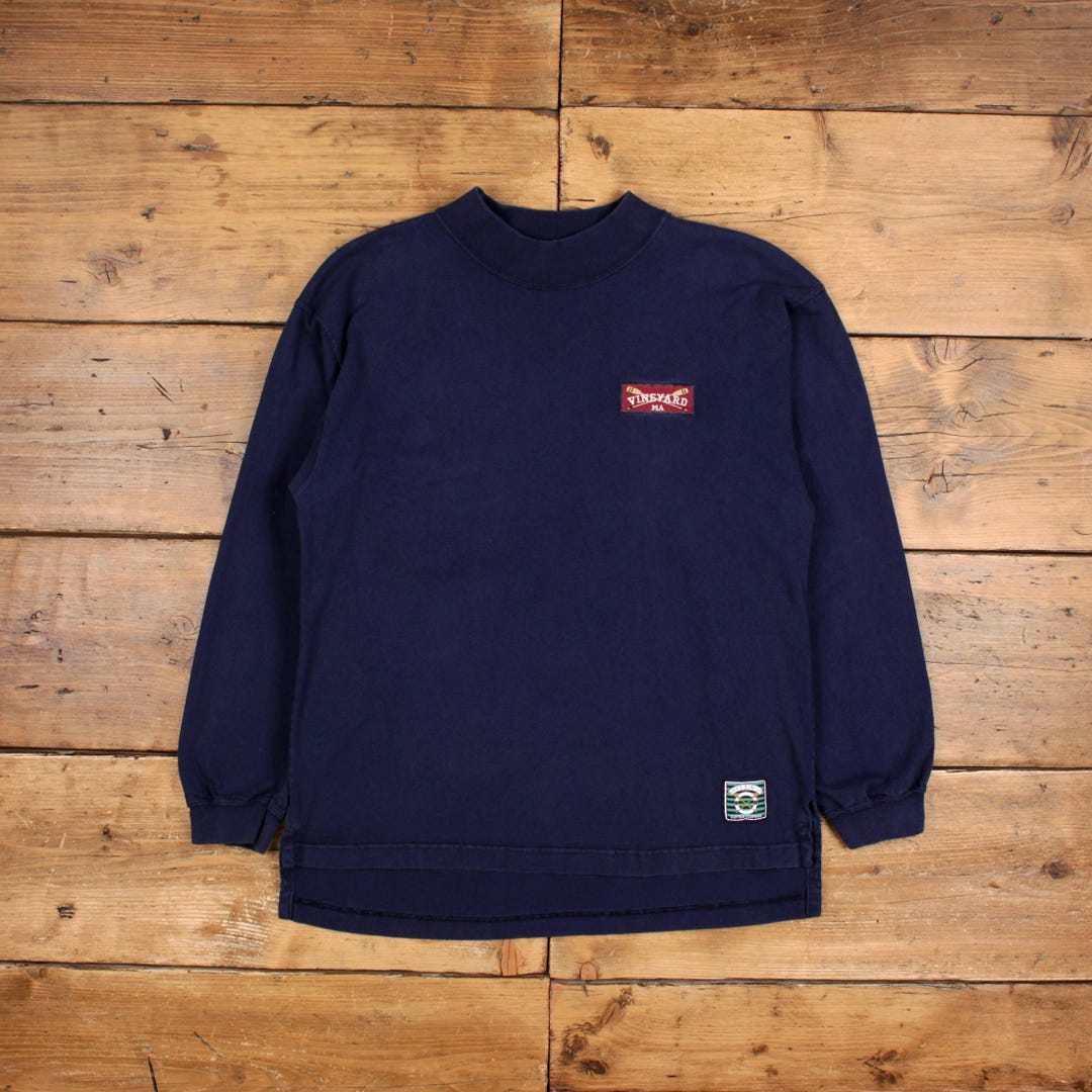 Vintage Logo T Shirt M 90s USA Made Breezin up Long Sleeve Mock Neck ...