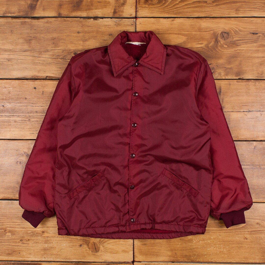 Vintage Coach Jacket L 80s Lined USA Made Red Snap - Etsy