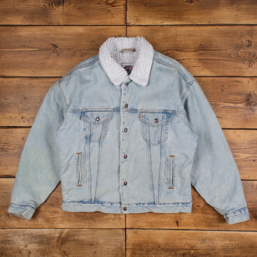 Vintage Levi's Denim Jacket XL 90s Borg Sherpa Blue - Etsy