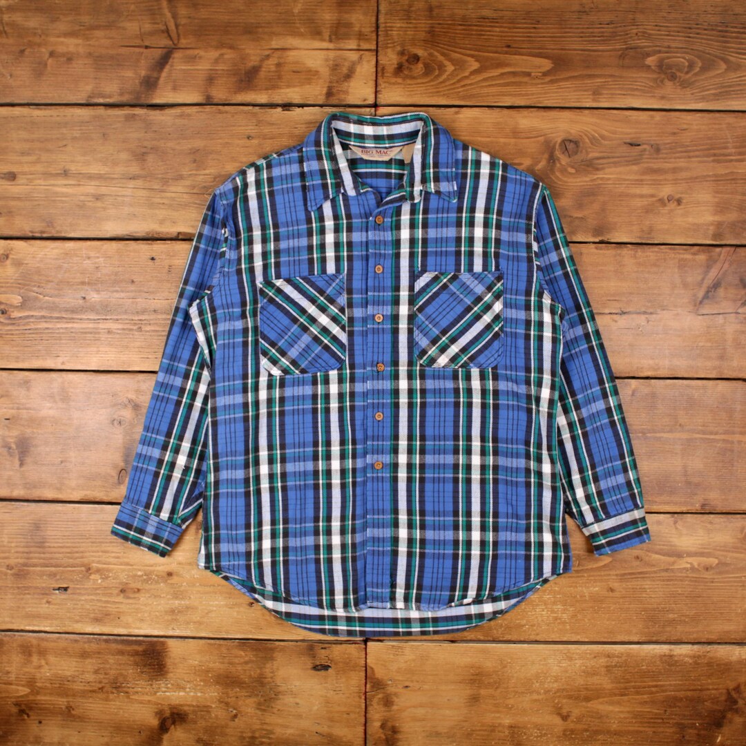 Vintage Big Mac Flannel Shirt Button XL USA Made 80s Tall Plaid Mens ...