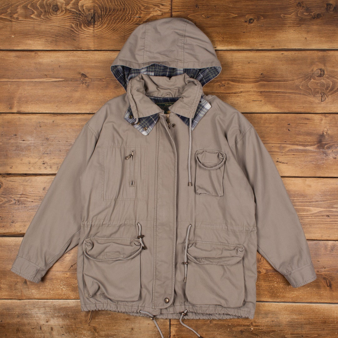 Vintage Express Provencal Classic Parka Jacket M 80s Hooded Beige Zip ...