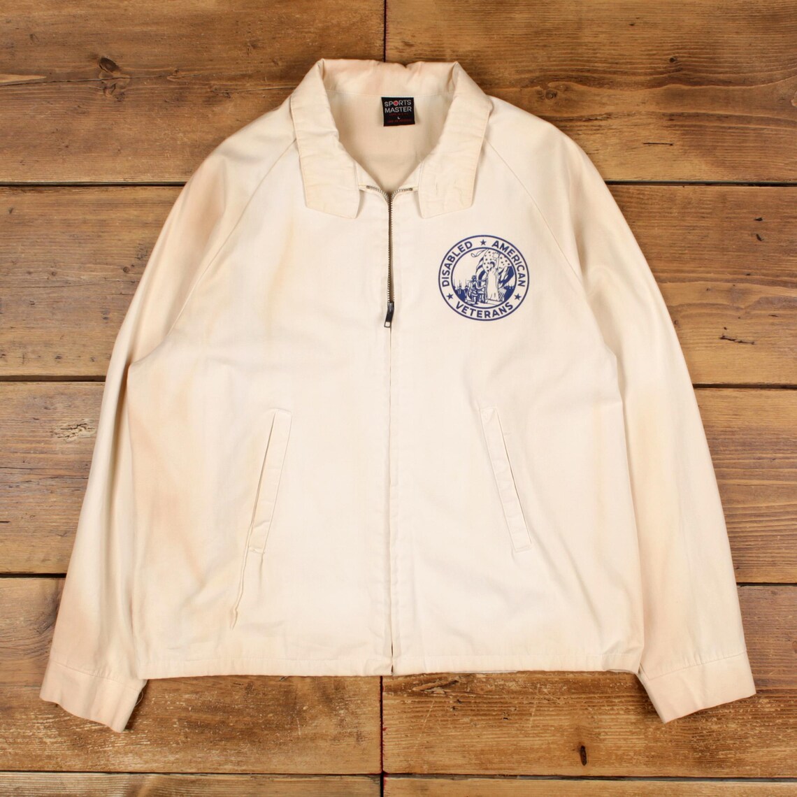 Vintage SPORTS MASTER Windbreaker Jacket L Mens USA Made 80s Beige Full ...