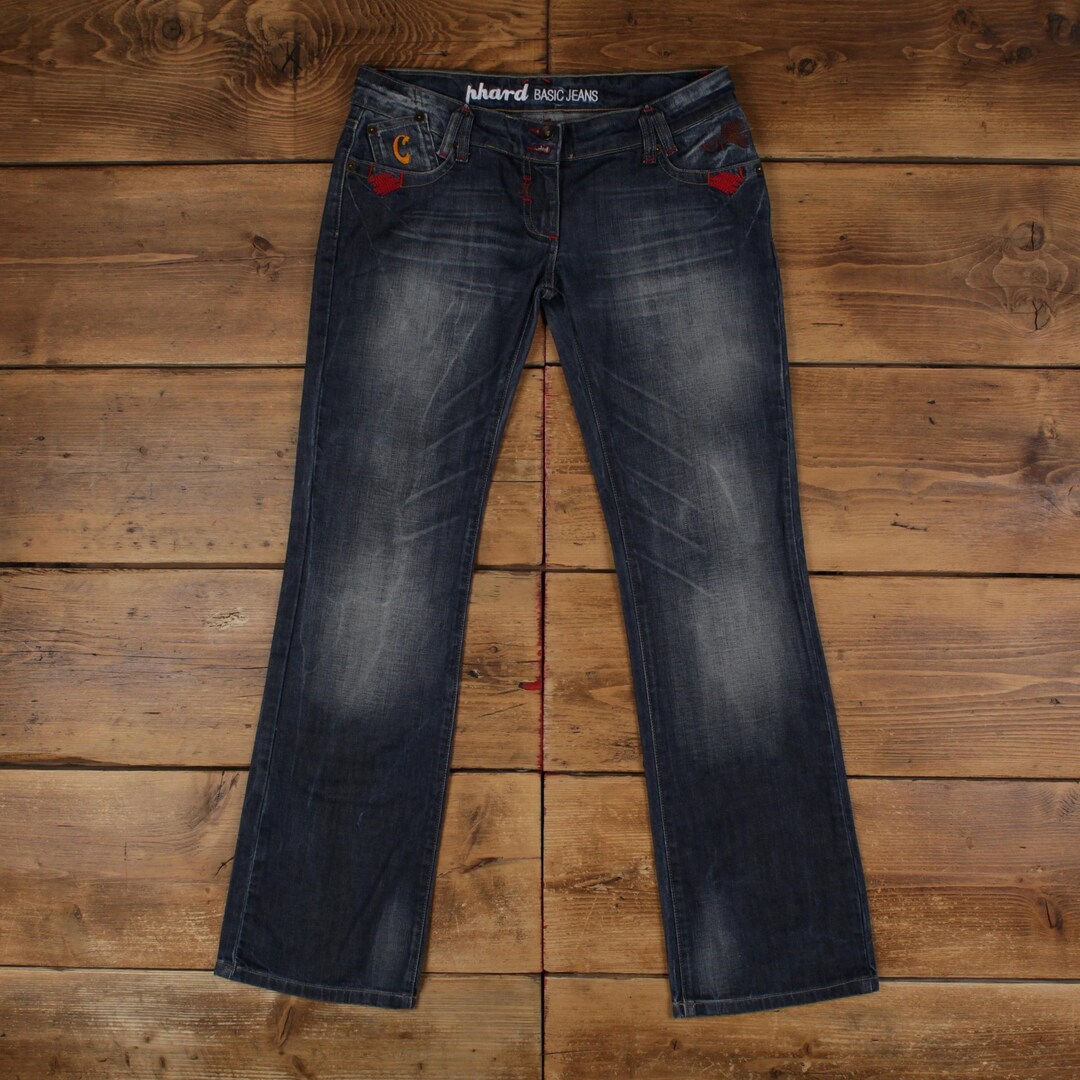 Phard Y2K Jeans 31x32 Womens 00s Blue Dark Stonewash Bootcut Fashion ...