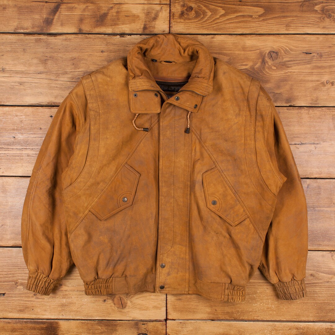 Vintage Hurricane Hawkins Leather Jacket XL Tan Brown Zip Snap - Etsy Vintage Hurricane Hawkins Leather Jacket XL Tan Brown Zip Snap - Etsy