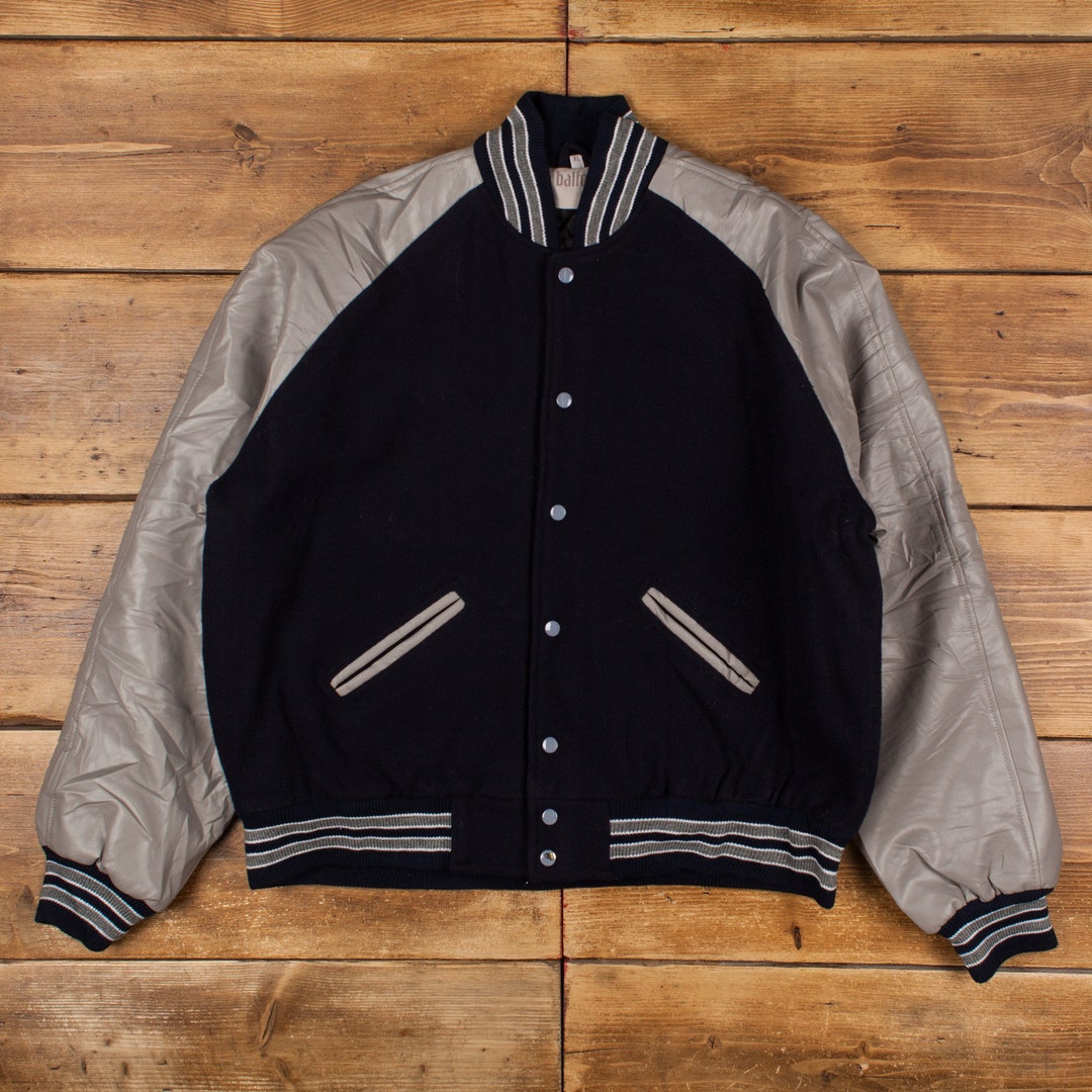 Vintage Balfour Varsity Jacket XL Bomber Raglan Wool Blue Snap - Etsy