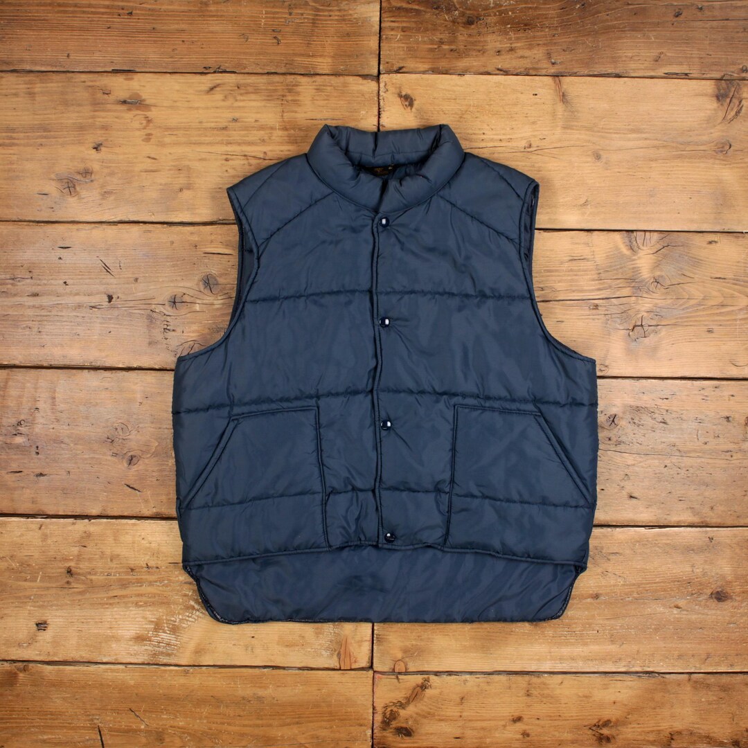 Vintage Sir Jac Puffer Jacket XL 80s Gilet Vest Snap Blue - Etsy