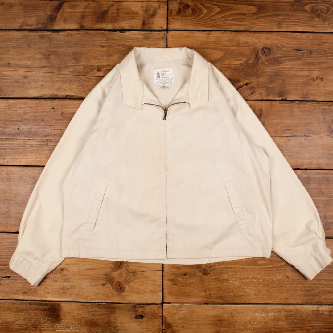 Vintage London Fog Bomber Jacket L 90s Boxy Cream - Etsy