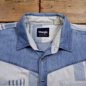 Vintage Wrangler Western Shirt Button XL 90s Denim Stripe Mens Long ...