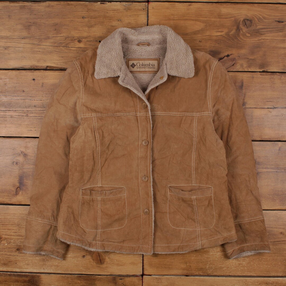 Vintage Columbia Leather Jacket XL 90s Suede Blazer Sherpa Beige - Etsy