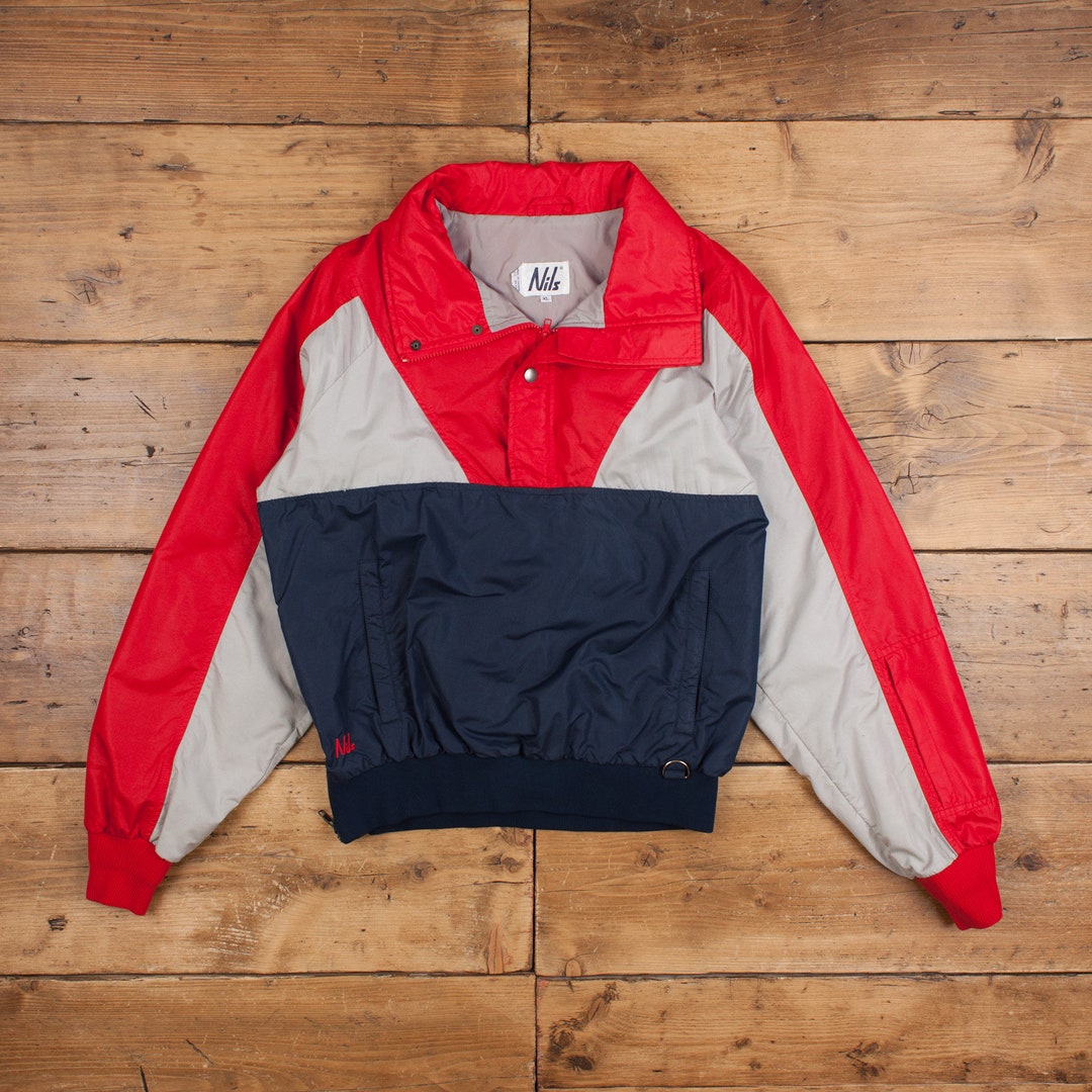 Vintage Nils Ski Jacket L 80s Side Zip Red Button Zip - Etsy
