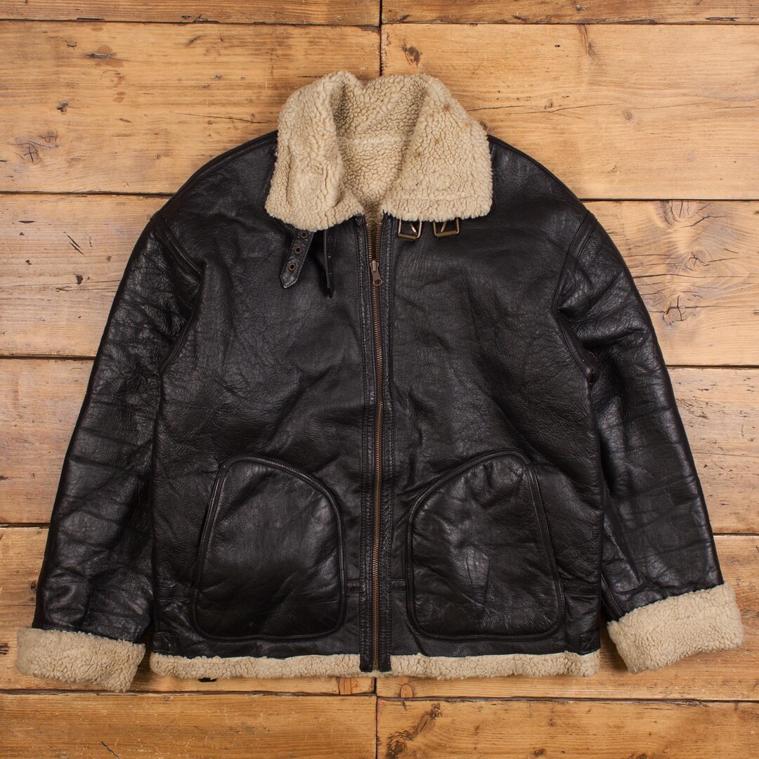 Vintage Wilsons Leather Jacket M 90s Aviator Sherpa Brown - Etsy