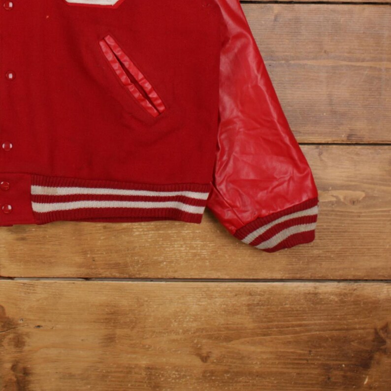 Vintage Neff Varsity Jacket XL 90s Leather Letterman USA Made Red - Etsy