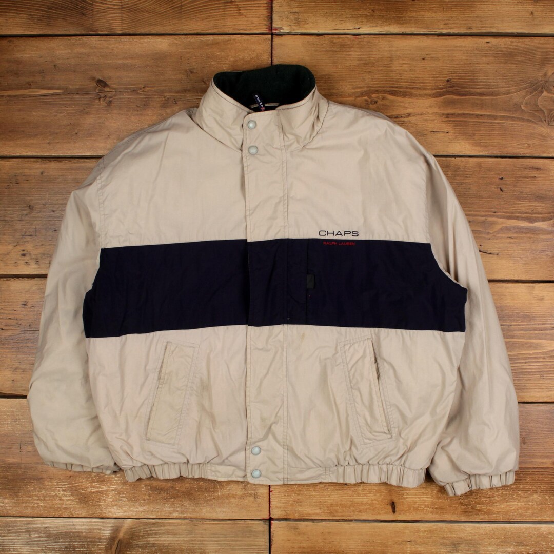 Chaps Ralph Lauren Windbreaker Bomber Jacket XL Mens 00s Beige Outdoor ...