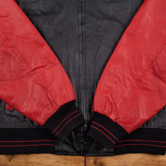 Vintage Campus Varsity Jacket M Bomber Leather Black … - Gem