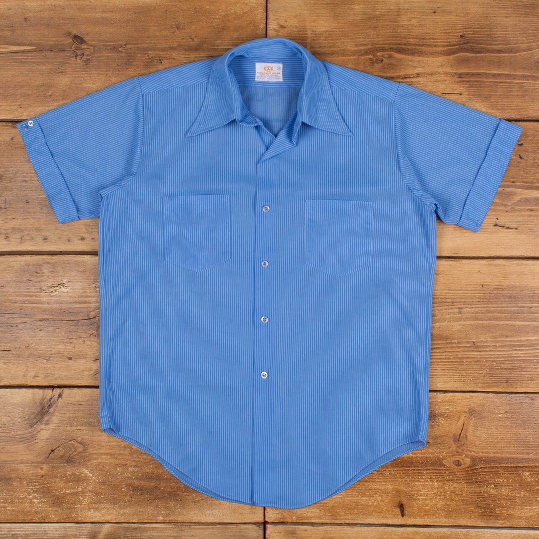 Vintage Cic Stripe Shirt Button M 70s Permanent Press Mens Short Sleeve ...