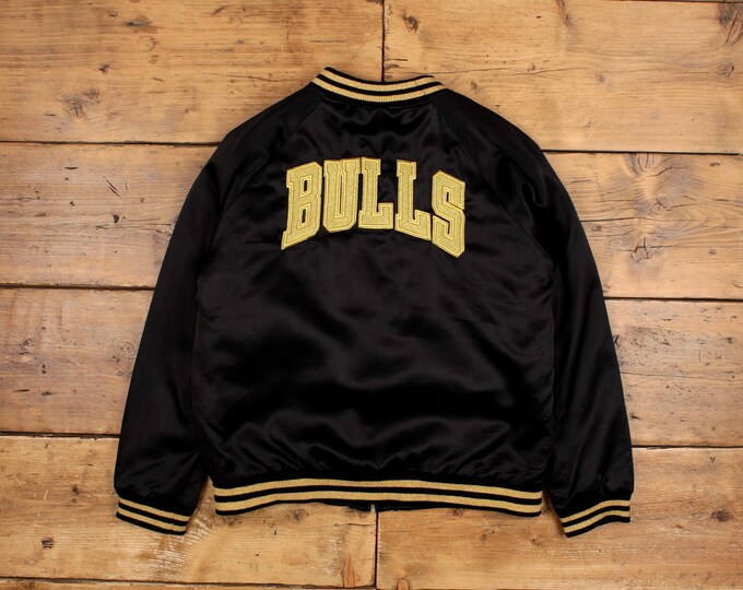Vintage NBA Varsity Jacket L Bomber Satin NBA Chicago Bulls Black - Etsy