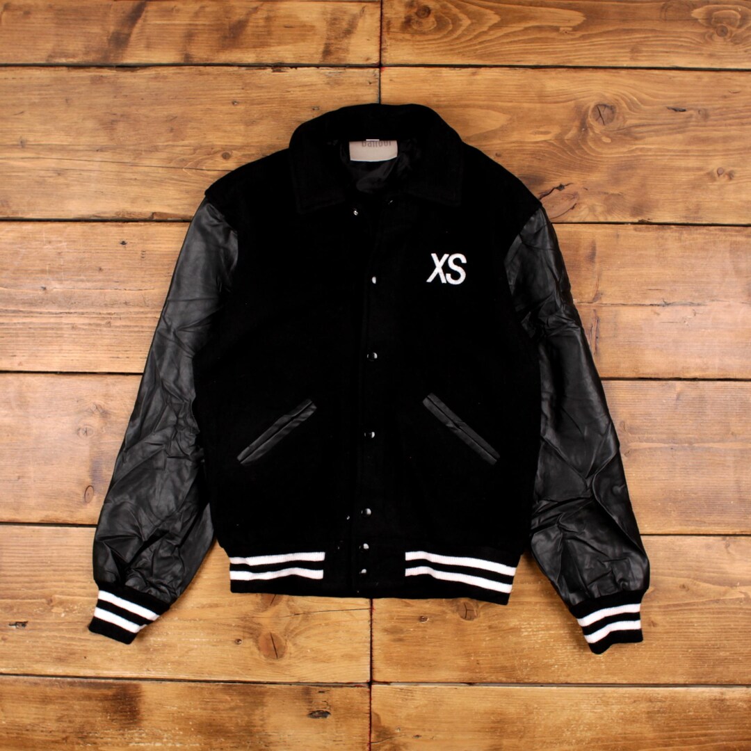 Vintage Balfour Varsity Jacket XS Bomber Letterman Embroidered Black - Etsy
