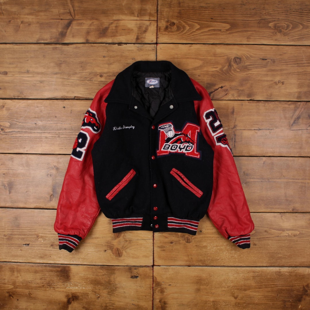Vintage Neff Varsity Jacket M Bomber Embroidered Black - Etsy