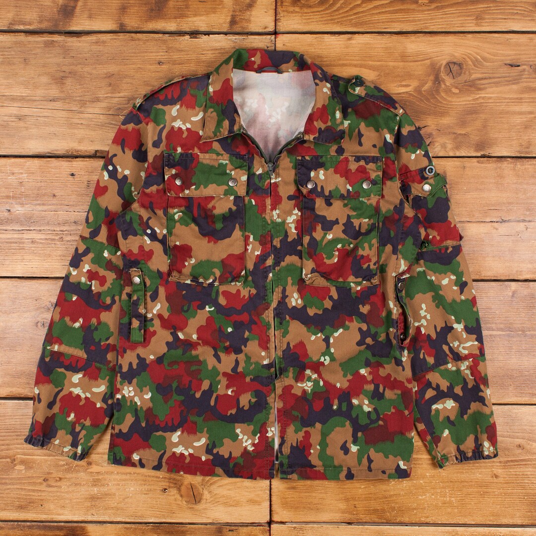 Vintage Military Jacket L Swiss Camo Taz 83 Overshirt Camouflage ...