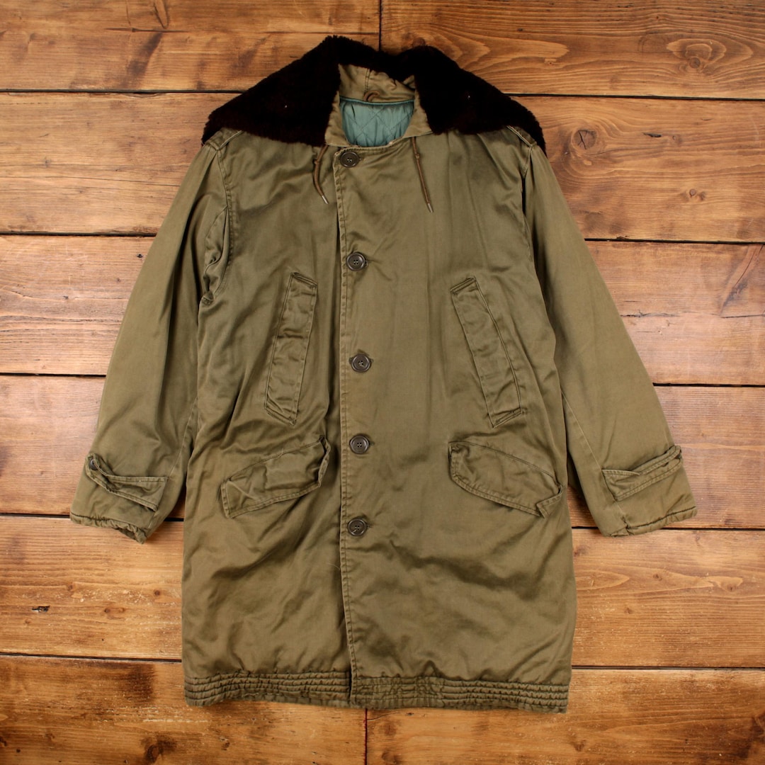 Vintage Parka Coat L 70s Split Hood Green - Etsy