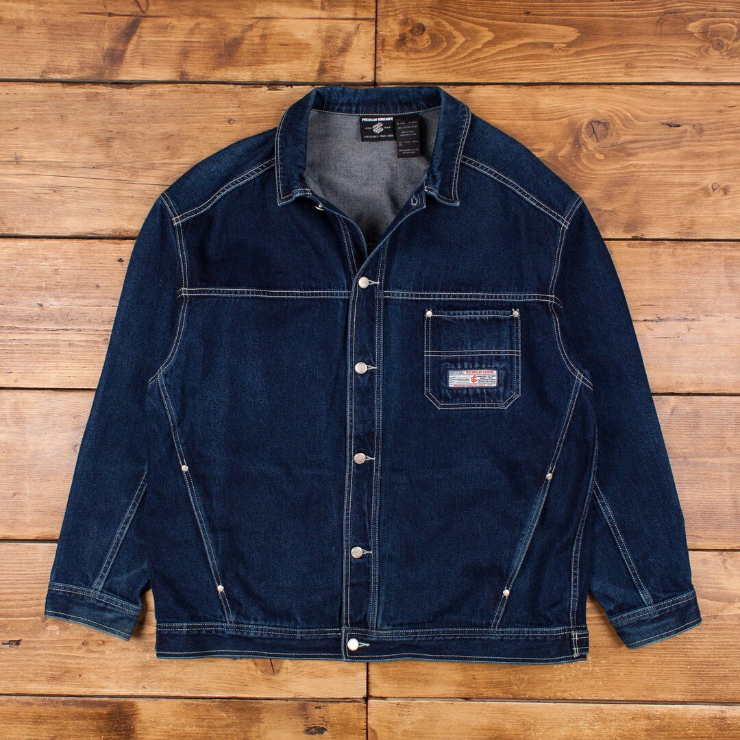 Vintage Roca Wear Denim Jacket XL Oversized Dark Wash Workwear Jean ...