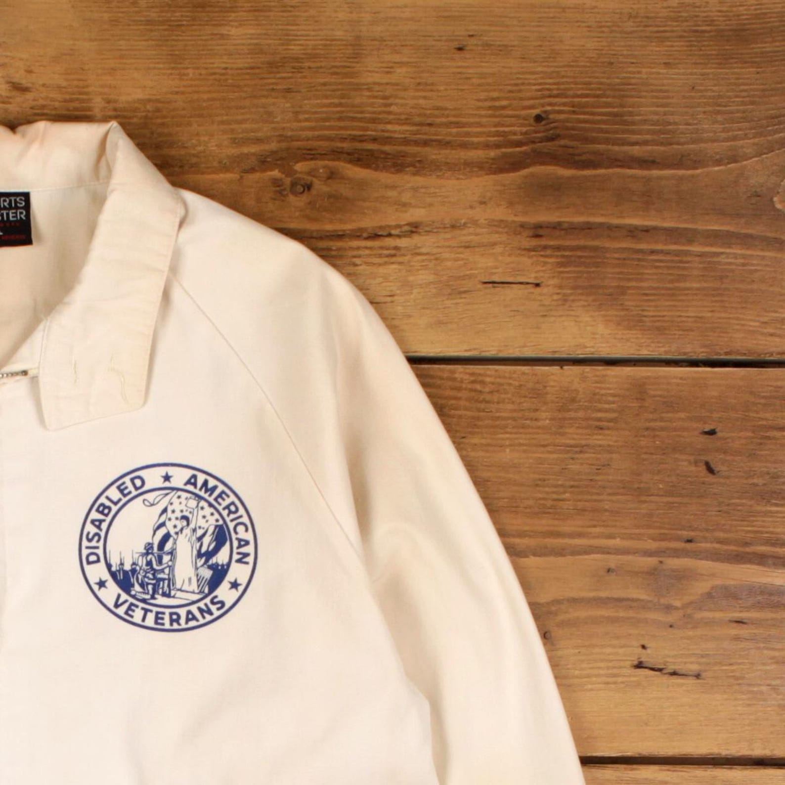 Vintage SPORTS MASTER Windbreaker Jacket L Mens USA Made 80s Beige Full ...