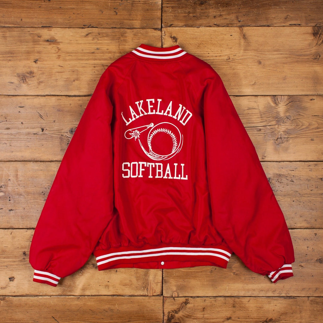 Vintage Hartwell Varsity Jacket Large 80s Lakeland Softball Quilt Lined ...