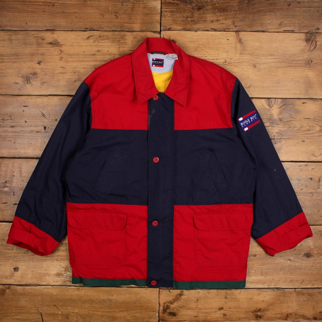 Vintage Bugle Boy Windbreaker Jacket L 90s Colourblock Geometric Red - Etsy