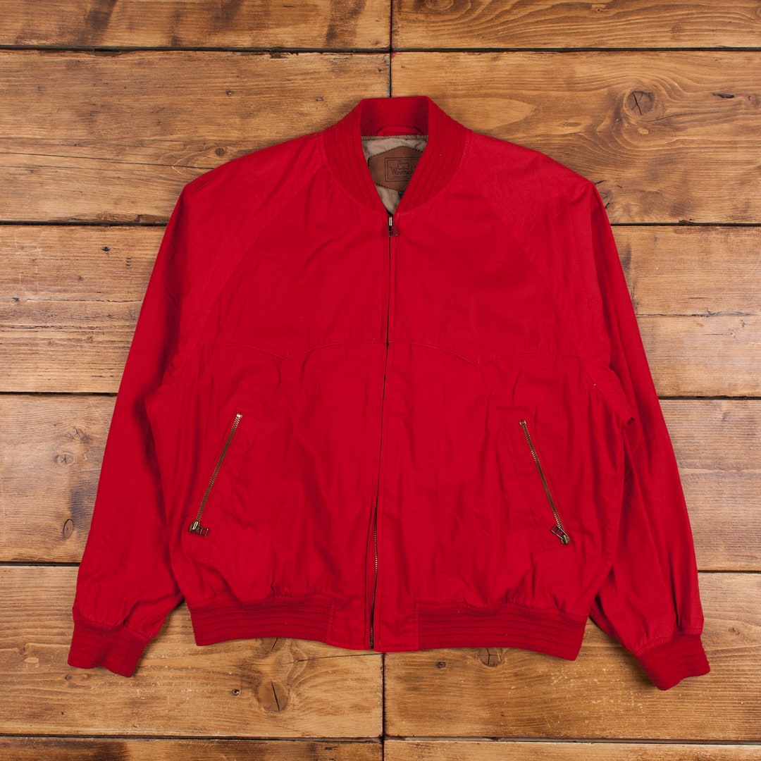 Vintage Woolrich Bomber Jacket L Western Red Zip - Etsy