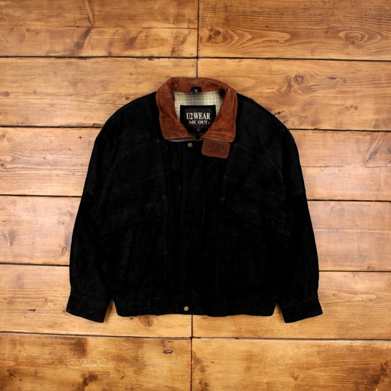 Vintage U2 Wear Me Out Bomber Jacket L 90s Suede Black - Etsy
