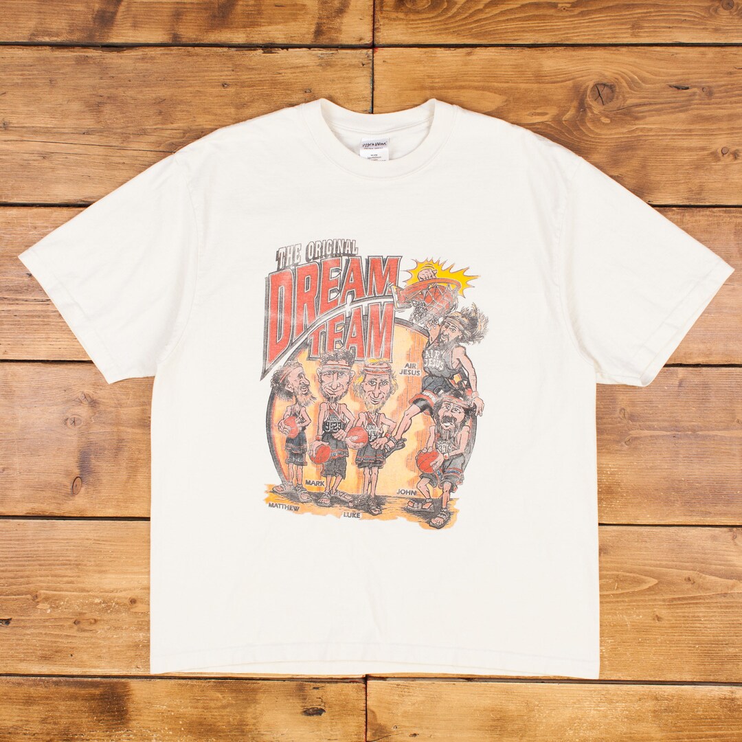 Vintage Graphic T Shirt XL Shaka Wear Basketball Jesus Dream Team White ...