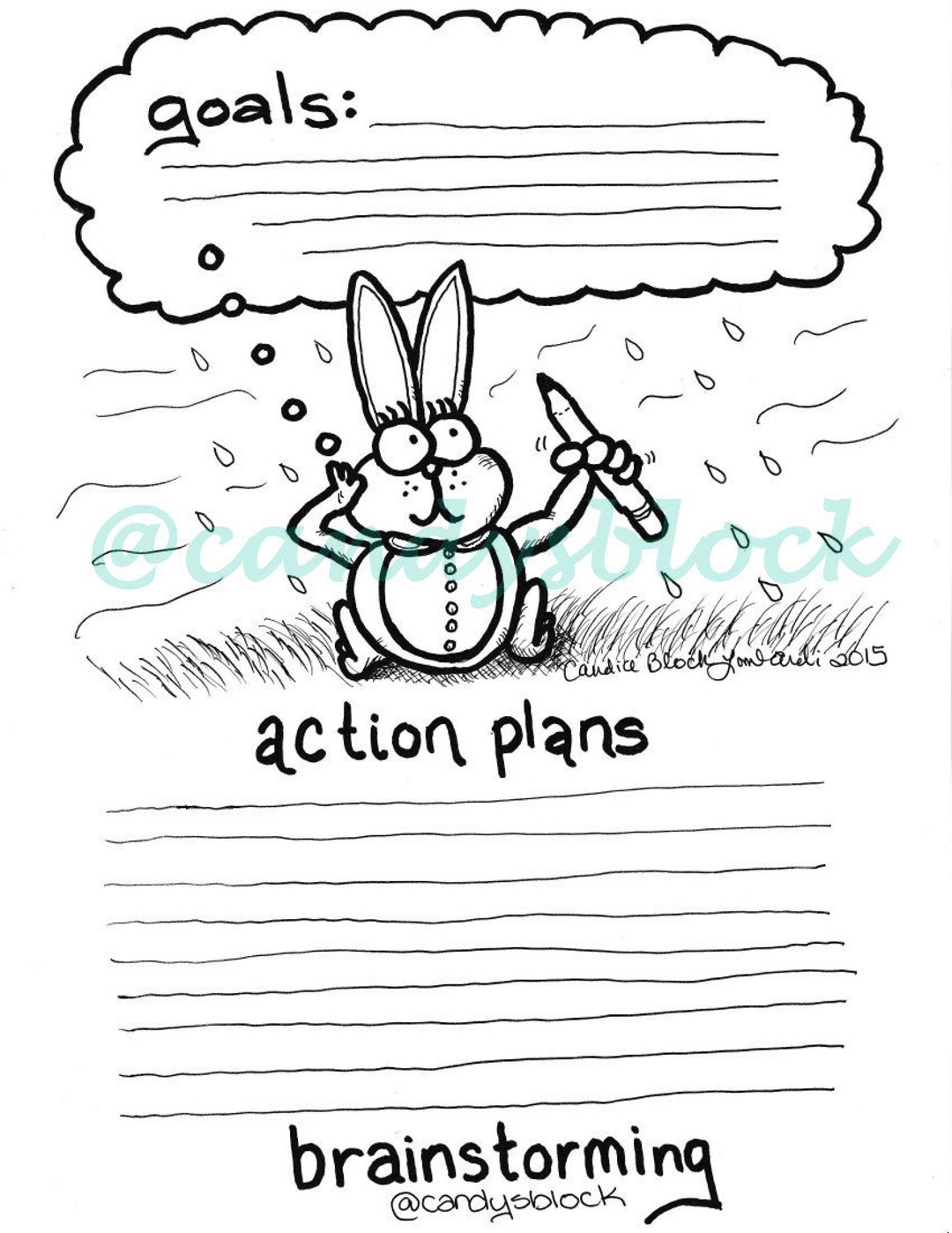 Project Plan Coloring Page: Brainstorming Bunny - Etsy