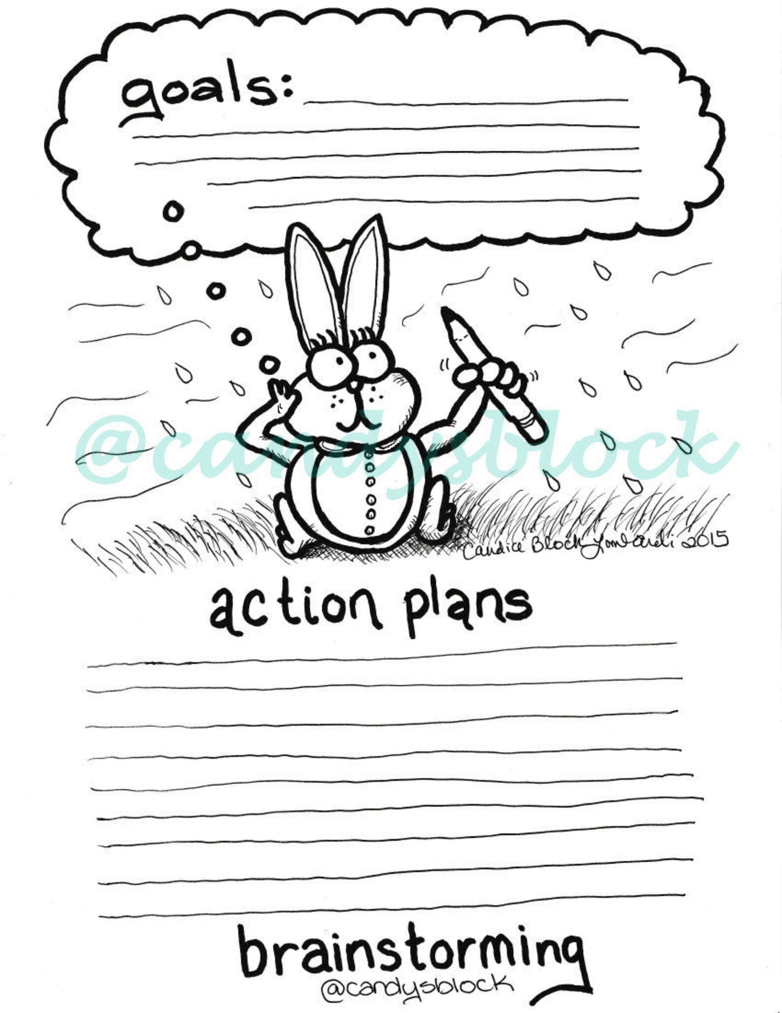 Project Plan Coloring Page: Brainstorming Bunny - Etsy