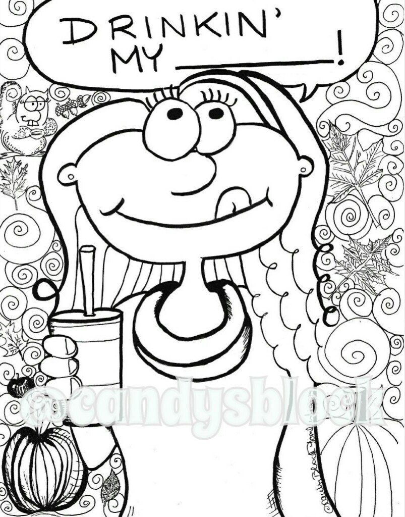 Pumpkin Coffee Drinkin' Fall Girl -- Adult Coloring Page Printable - Etsy